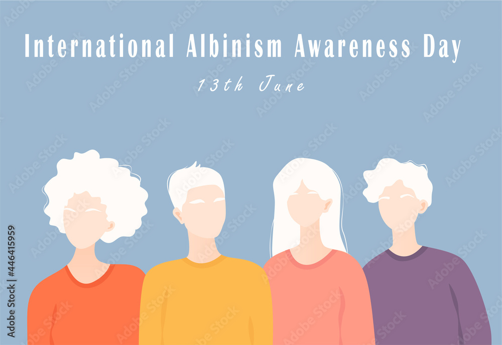 Vector de Stock Albino people, men and women with albinism, world ...