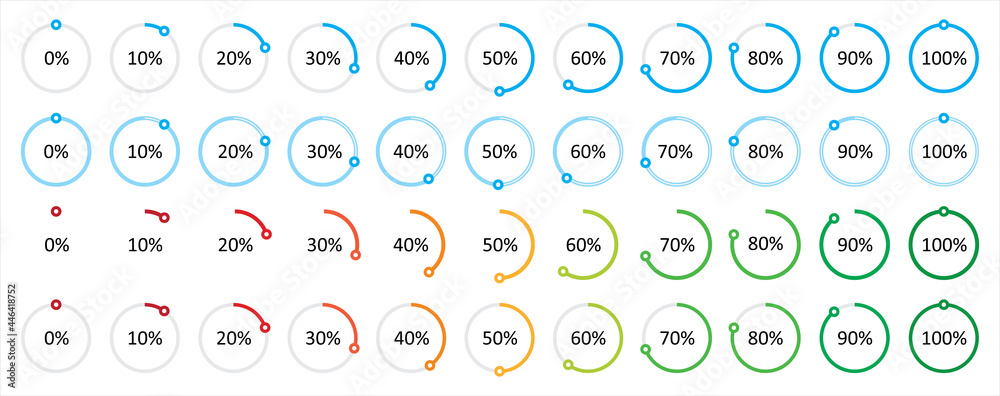 Circle loading bar progress icon, load indicator sign, waiting symbols ...