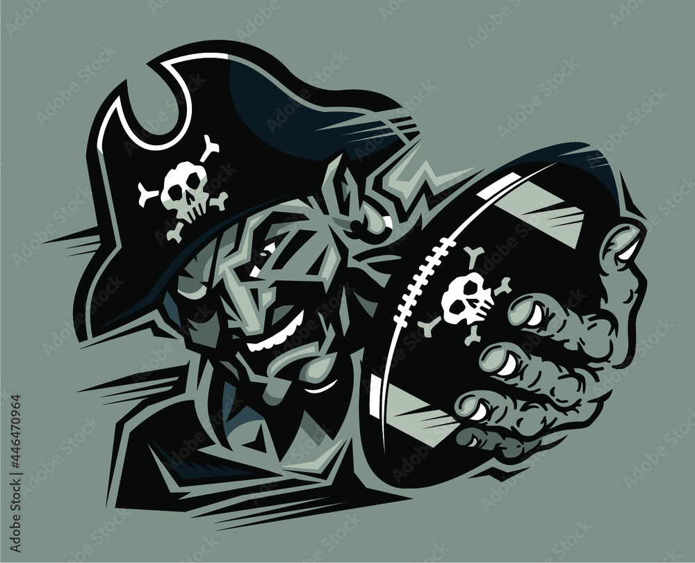 pirates football team mascot holding ball for school, college or league ...