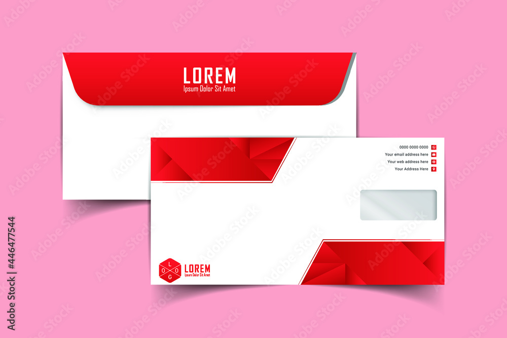 DL Envelopes design front and back view for office document or message ...