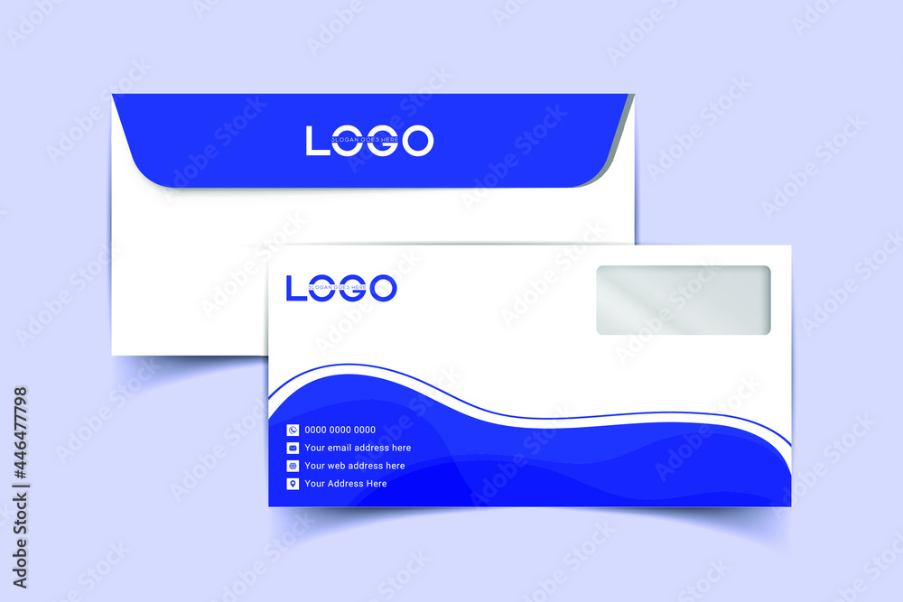Realistic envelope. DL blank stationery mockup, open closed front and ...