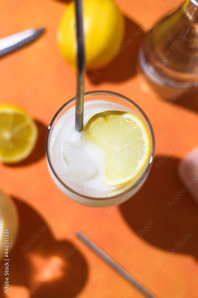 Creamy lemonade trendy summer mocktail. Cold non-alcoholic cocktail ...