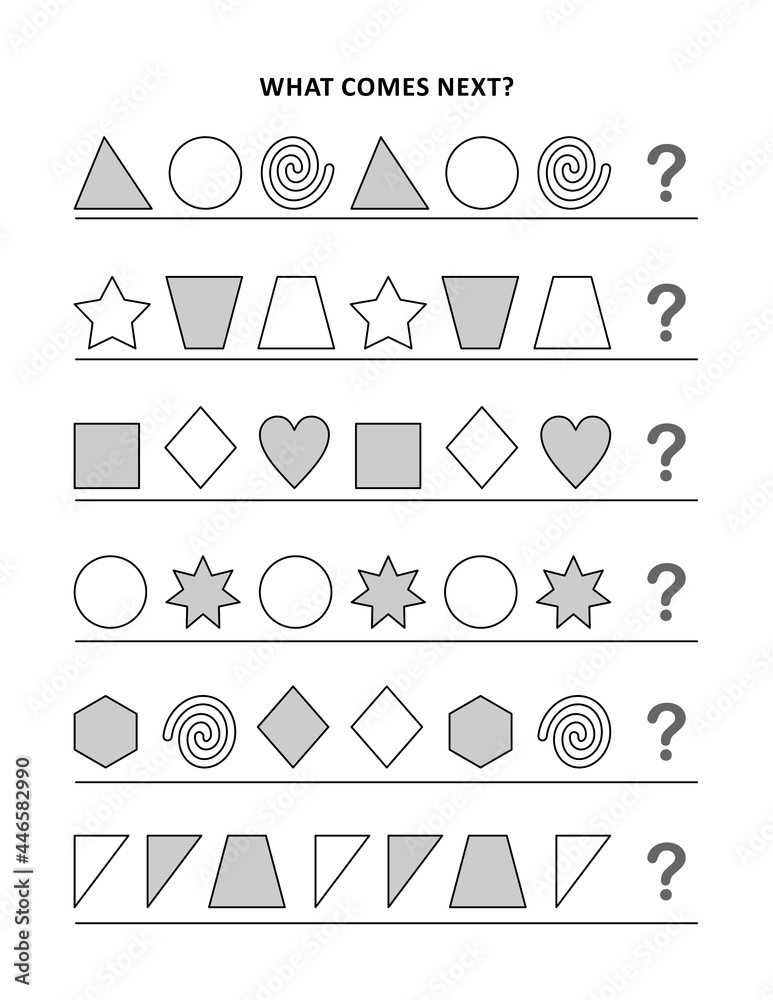 What comes next? Circle or draw the shape to continue the row ...