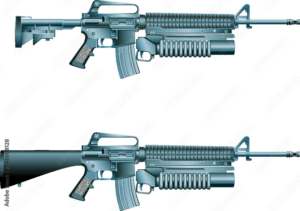 automatic assault rifle with grenade launcher Stock Vector | Adobe Stock