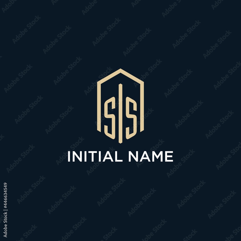 Stock-Vektorgrafik „SS initial monogram logo with hexagonal shape style ...