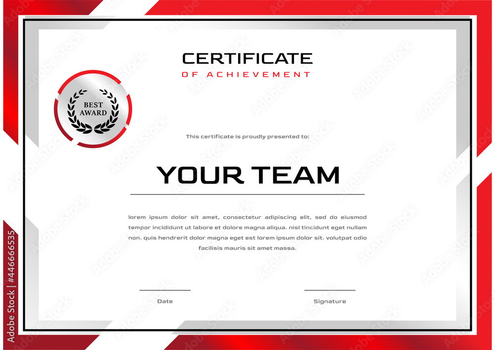 red certificate of achievement template. certificate design for gaming ...