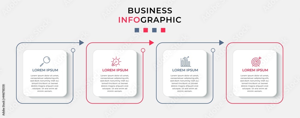 Minimal Business Infographics template. Timeline with 4 steps, options ...