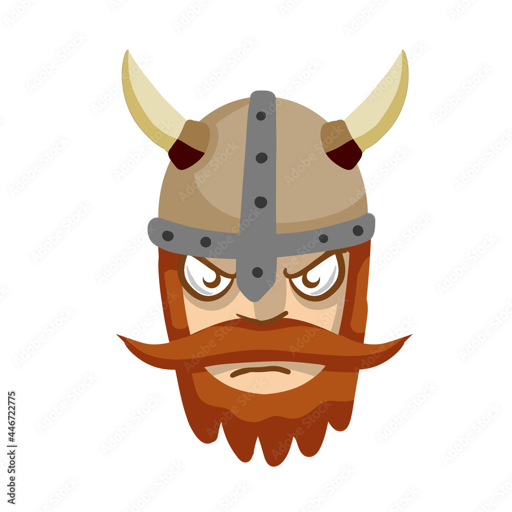 Viking. Evil face of barbarian warrior. Villain Scandinavian character ...