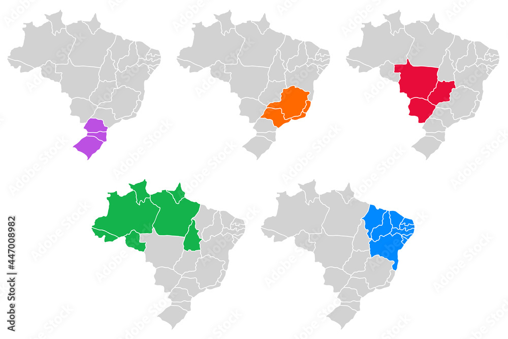 Vetor Map of Brazil with its regional divisions do Stock | Adobe Stock