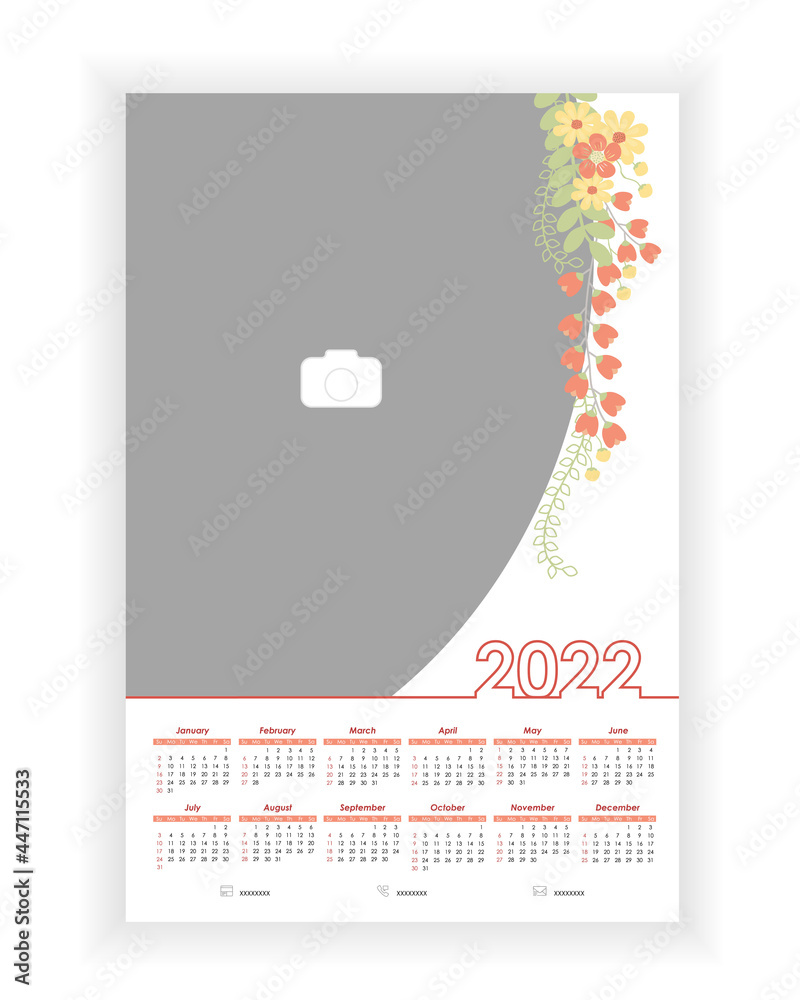 Wall Photo Calendar 2022. Beautiful, elegant, floral vertical photo ...