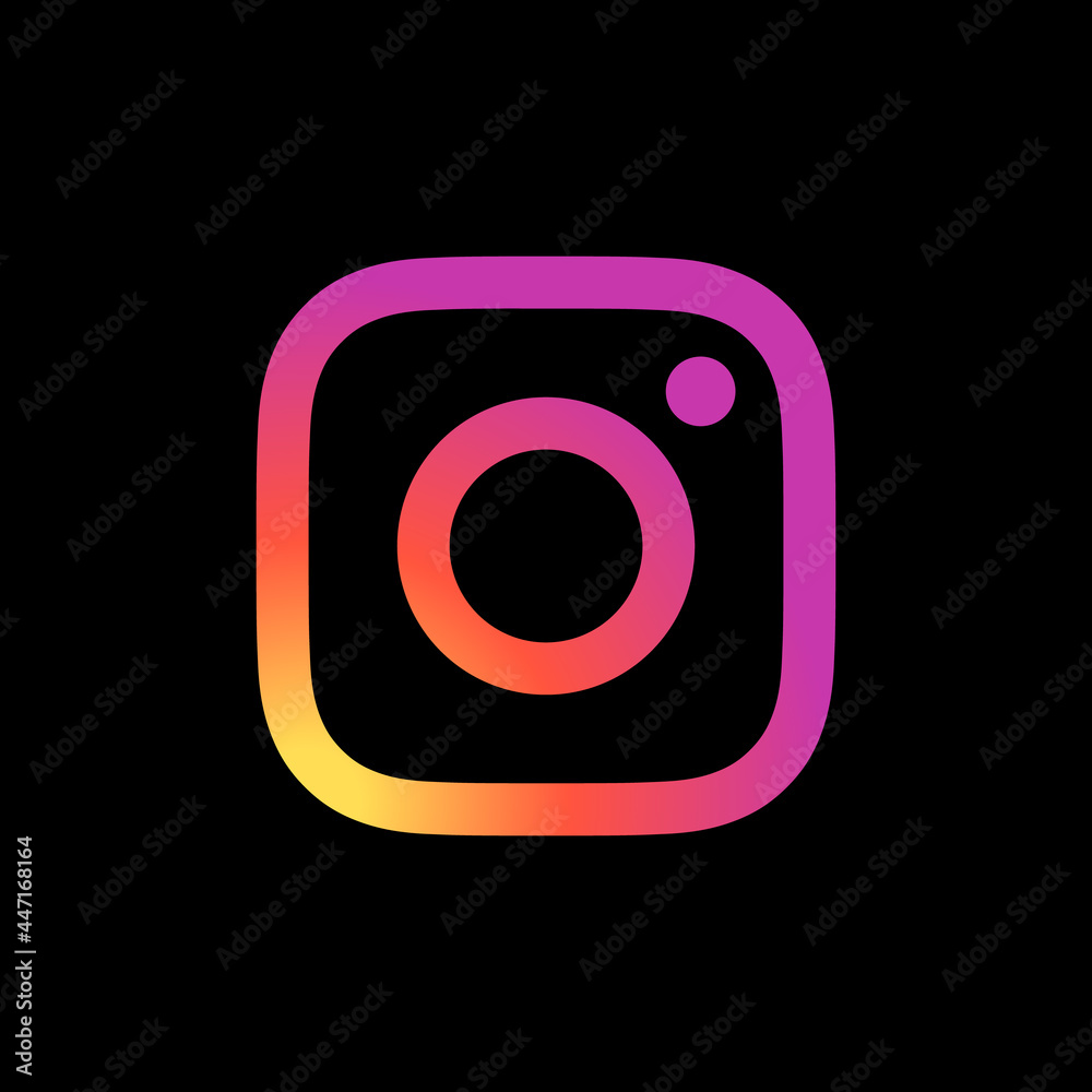 Official Instagram Logo Icon Isolated on Black Background Stock Vector ...