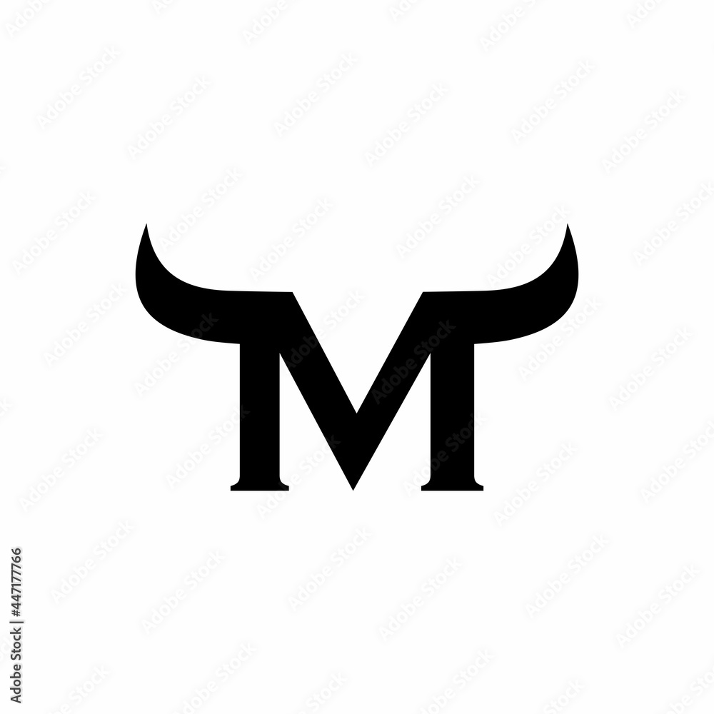 Initial letter M horn bull logo design Stock Vector | Adobe Stock