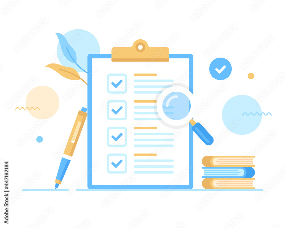 Stock-Vektorgrafik „Checklist. Vector illustration. Clipboard and check ...