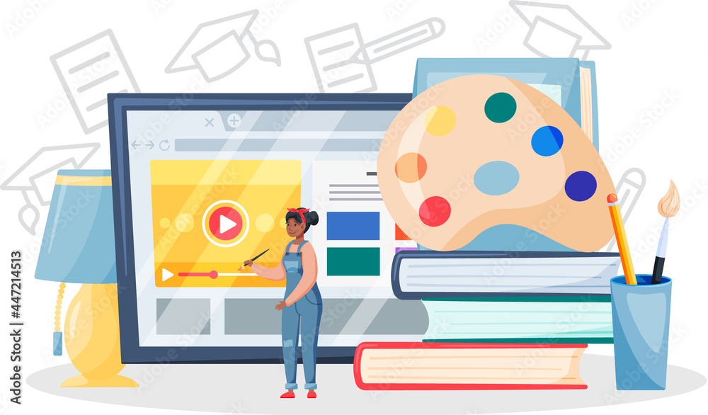 Online painting workshop concept. Artist creativity process with paint ...