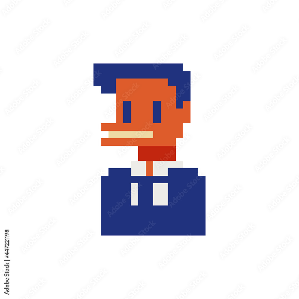 Businessman character. Pixel art style. Avatar, portrait, profile ...