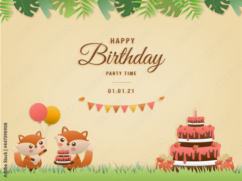 Cute jungle animal lawn birthday greeting card. jungle animals ...