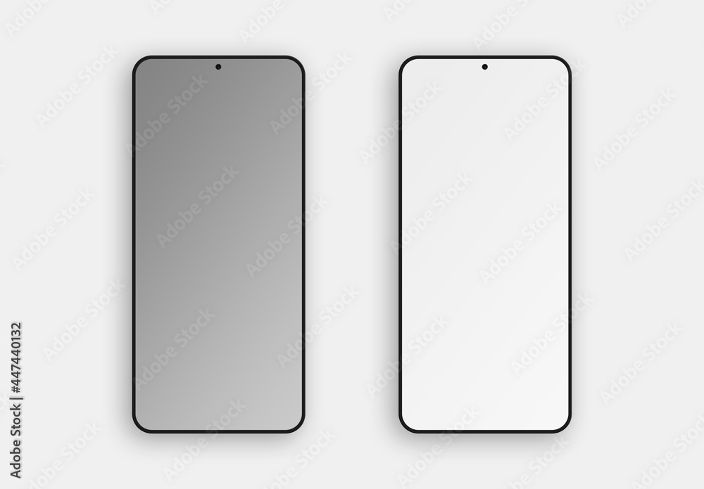 Simple and clean isolated smartphone screen Mockup. White mobile phone ...