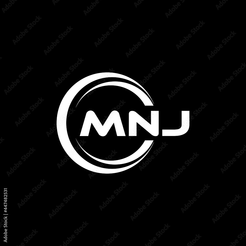 MNJ letter logo design with black background in illustrator, cube logo ...