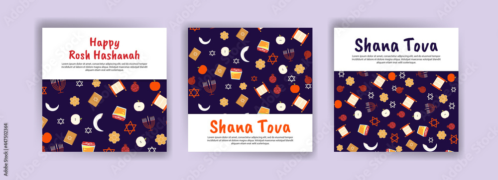 Happy rosh hashanah. Shana tova. Vector banners for social media posts ...
