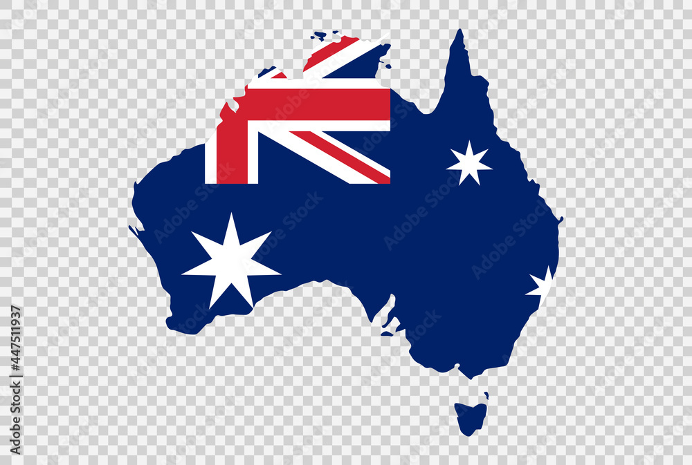 Australia flag on map isolated on png or transparent background,Symbol ...