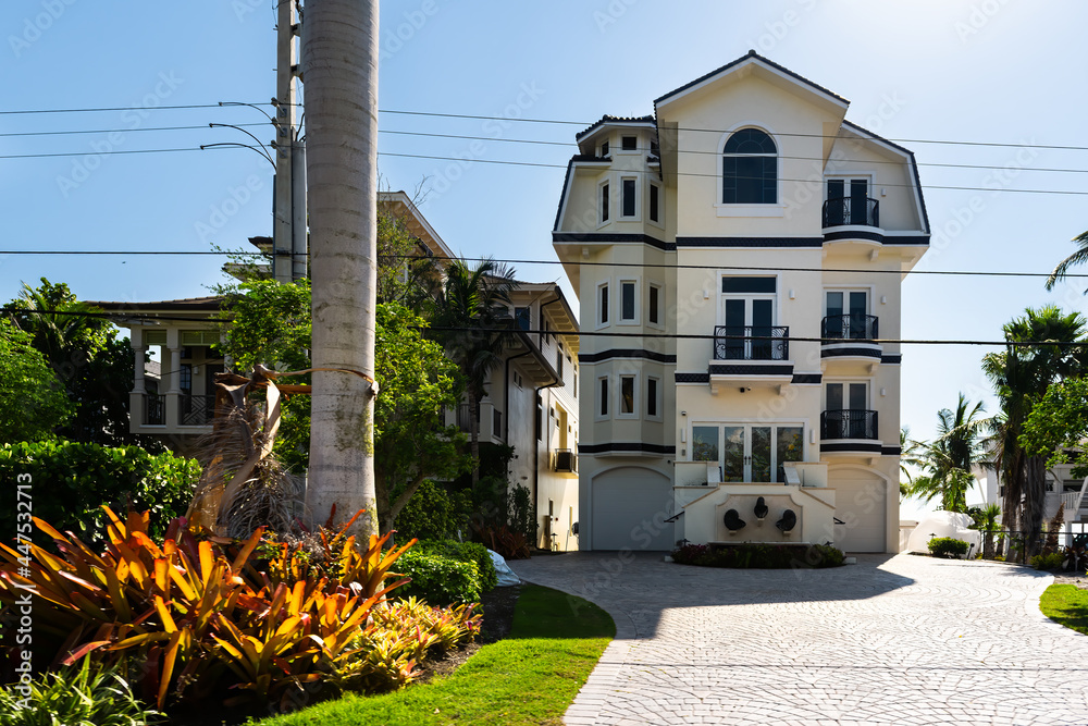 Bonita Springs, Florida gulf of mexico coast with luxury villa mansion ...