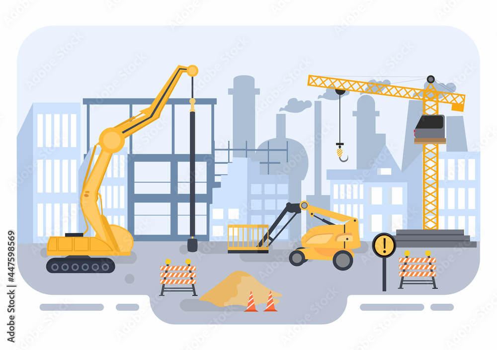 Construction of Building Vector illustration. Architecture Makes ...