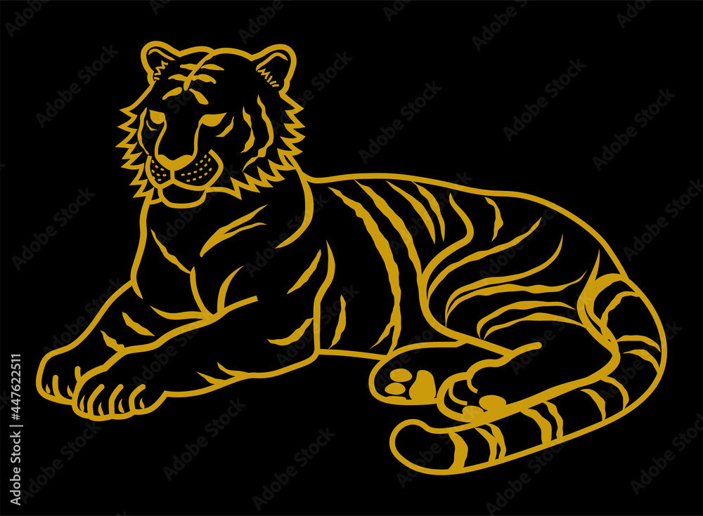 Tiger symbolic outline - laying down Stock Vector | Adobe Stock