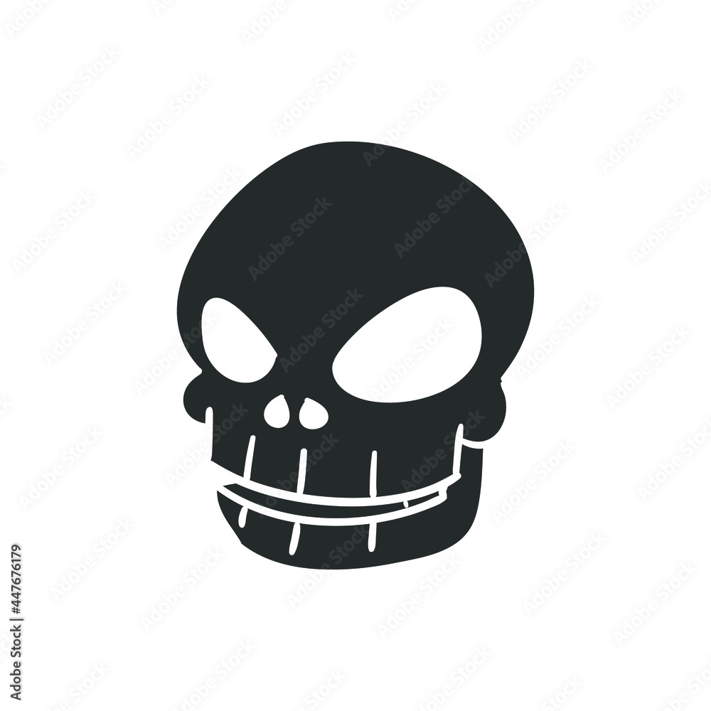 Skull Cartoon Icon Silhouette Illustration. Skeleton Vector Graphic ...