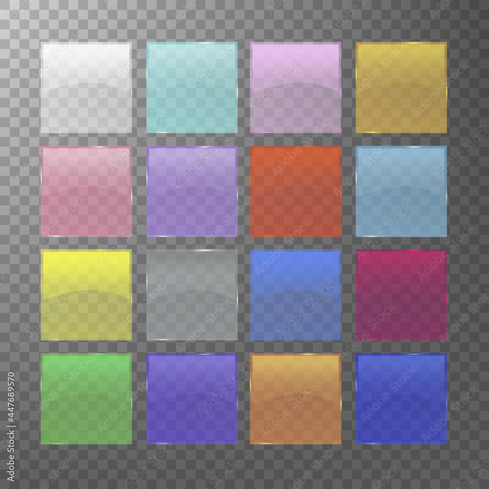 Colourful glass banner with transparency set isolated on transparent ...