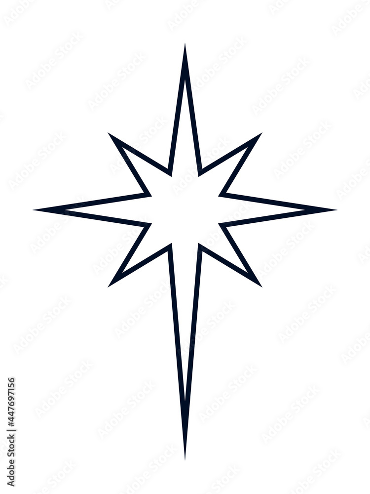 Bethlehem north star outline icon. Clipart image isolated on white ...