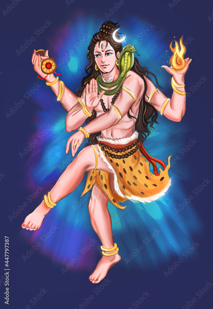 Shiv Lord Shiva 3D Wallpaper painting Stock Illustration | Adobe Stock