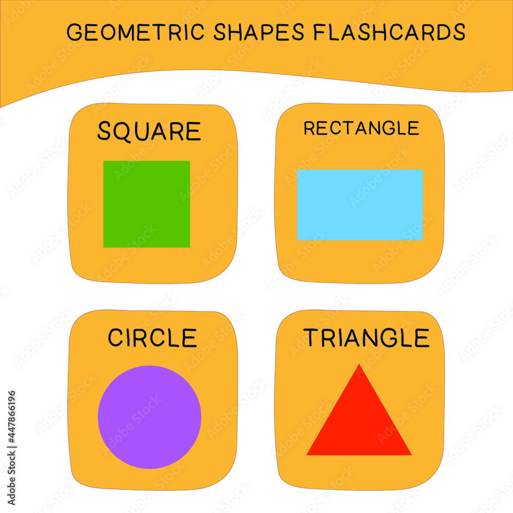 Geometric shapes name flashcards. Different shapes. Educational ...