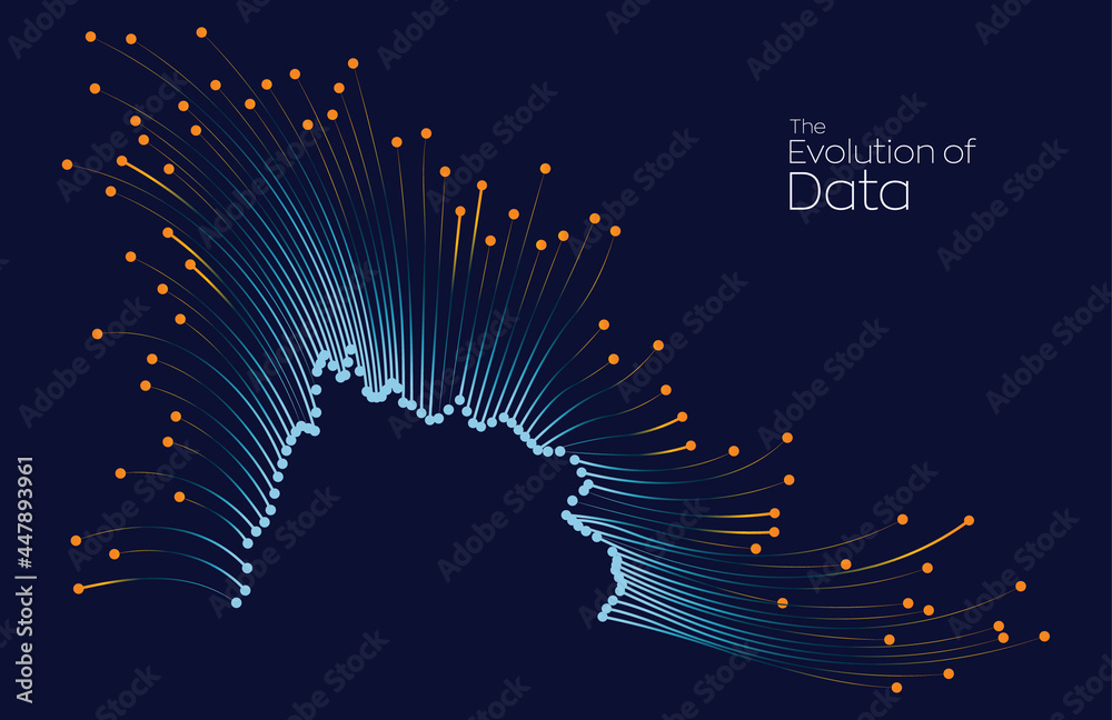 Evolution of data. Vector explosion motion dot lines background. Small ...