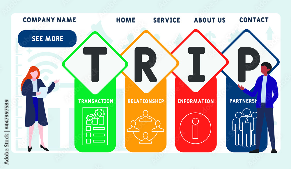 Vector website design template . TRIP - Transaction, Relationship ...