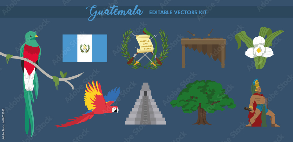 Guatemala Vectors, National Symbols and culture, Coat of Arms, marimba ...