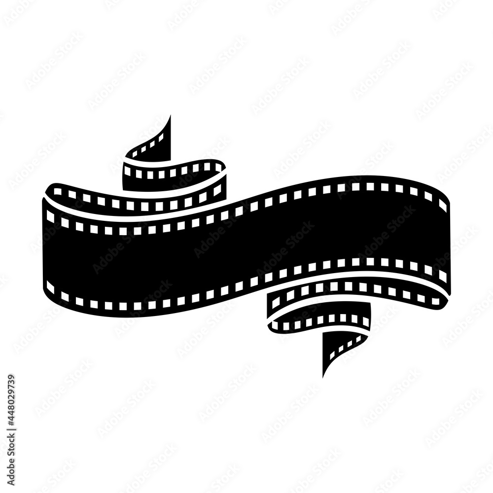 Curved film strip, element for cinema design. Movie and video symbol ...
