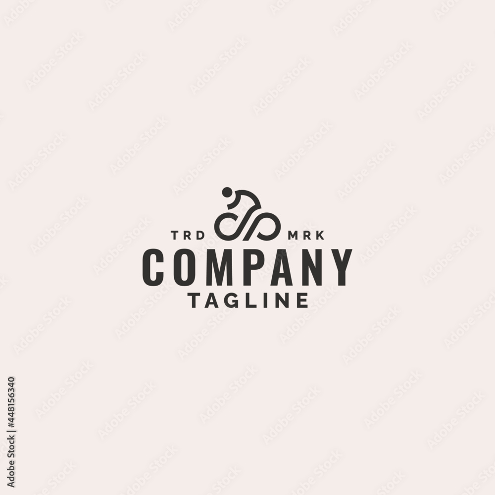 infinity bike line art logo design with minimalist style Stock Vector ...