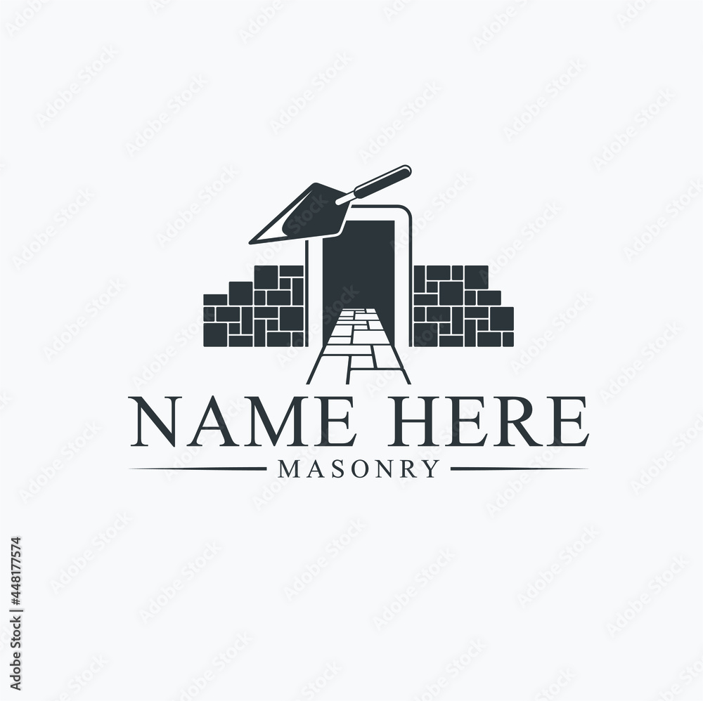 logo template for masonry service, vector art. Stock Vector | Adobe Stock