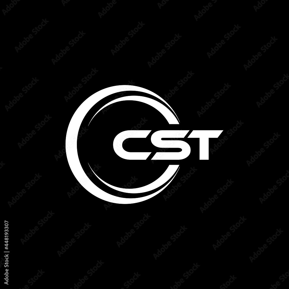 CST letter logo design with black background in illustrator, vector ...