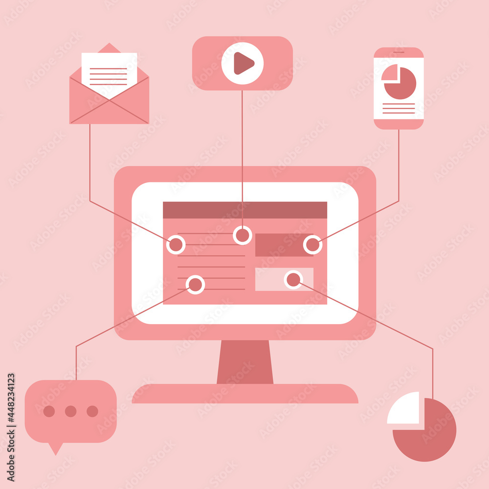 Computer network, graphs, charts and diagrams, strategy and managing ...