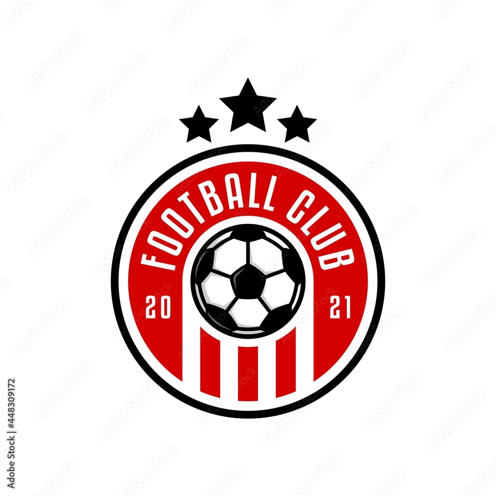 football logo badge with a soccer ball illustration. sport team logo ...