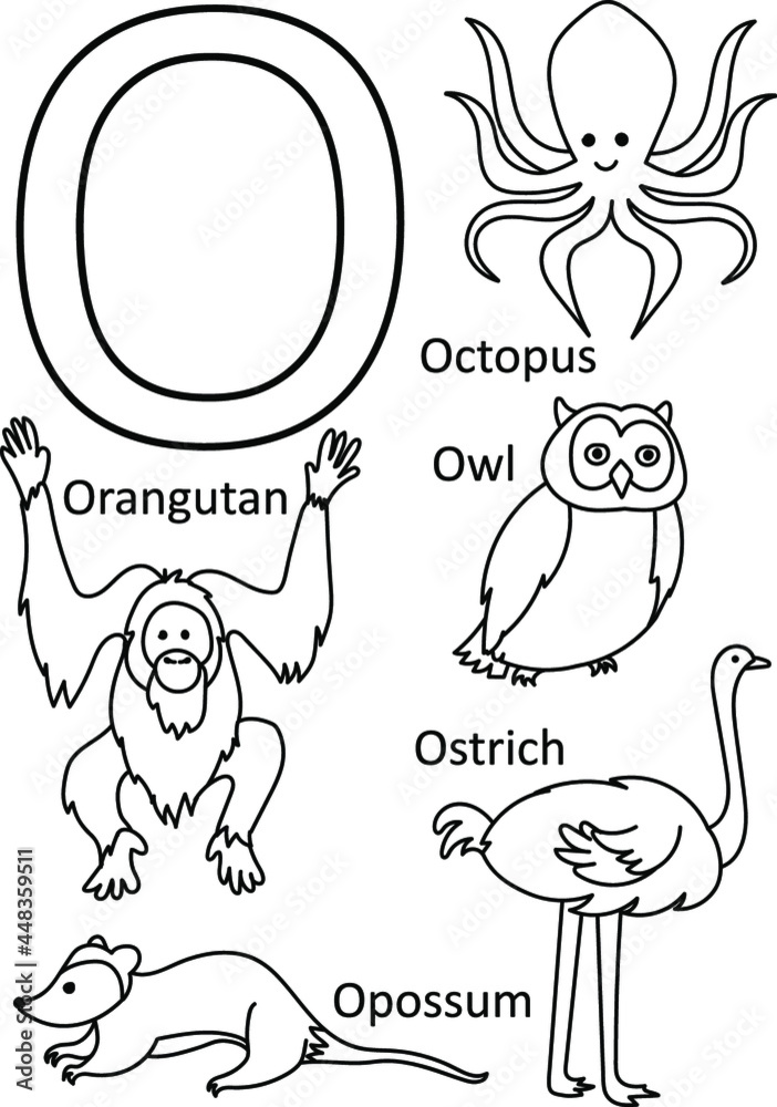O animals names, Alphabet coloring for kids, Alphabet animals coloring ...