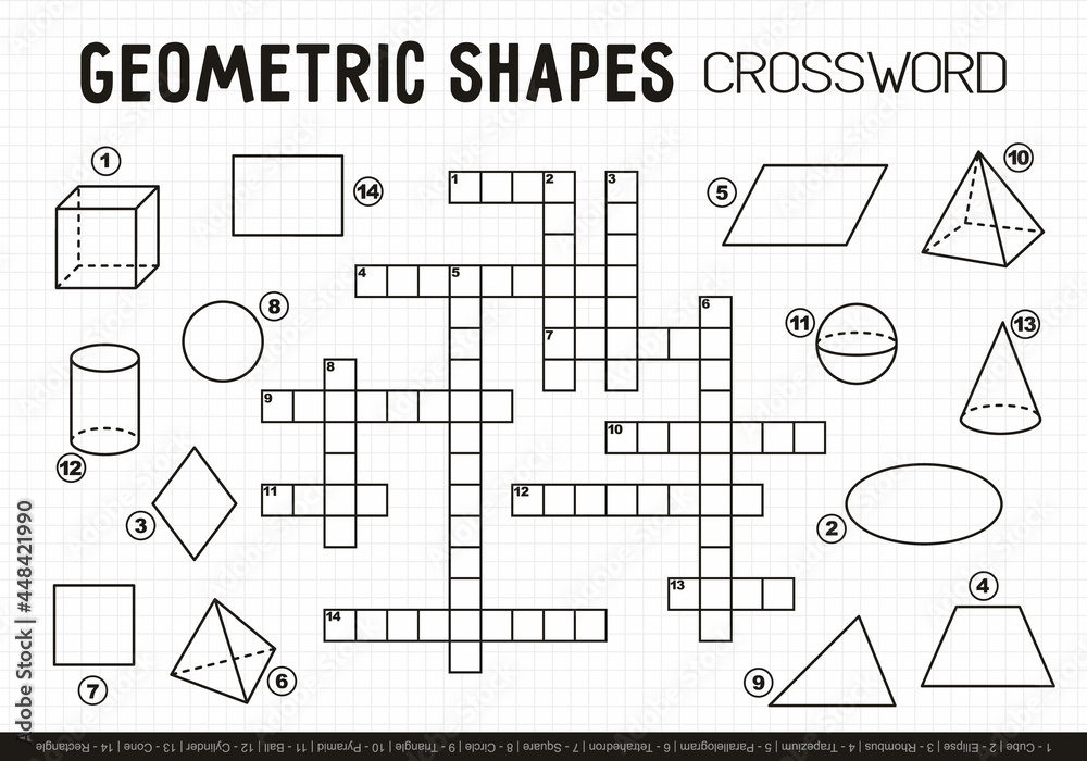 Educational Crossword with various geometric shapes and figures. Game ...