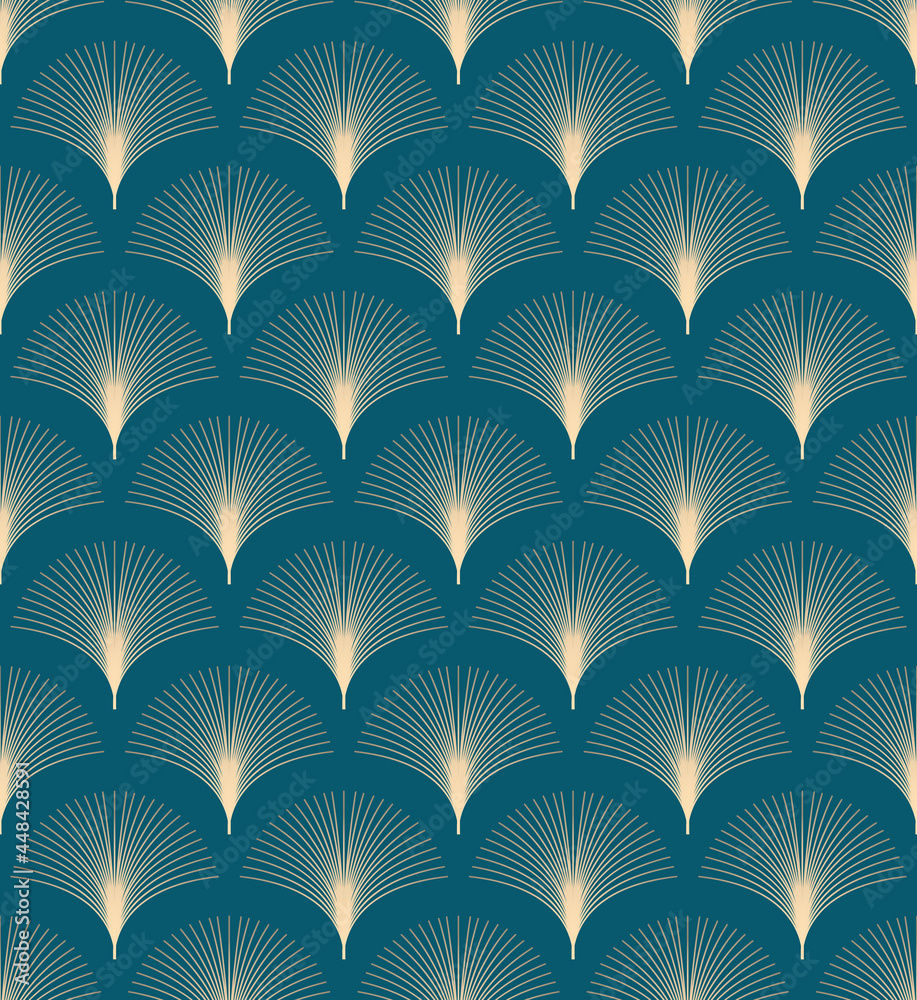 Elegant Vintage Art Deco Style Patten Design With Pale Gold Fan Shaped ...