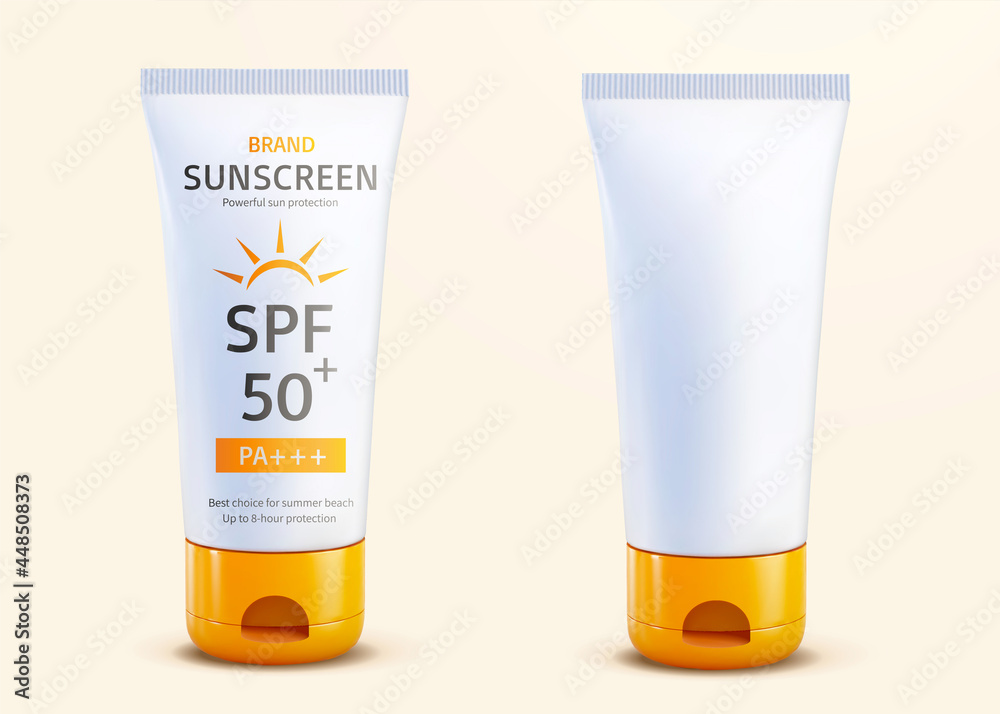3d cosmetic sunscreen tube mockup Stock Vector | Adobe Stock