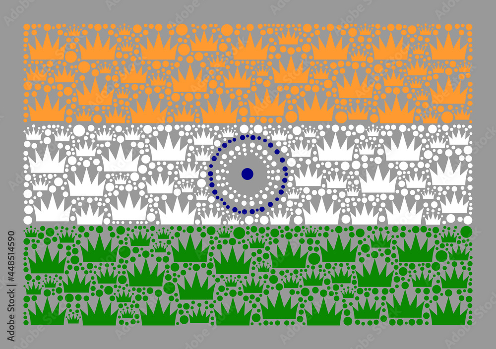 Mosaic rectangular India flag designed of royal elements. Brand vector ...