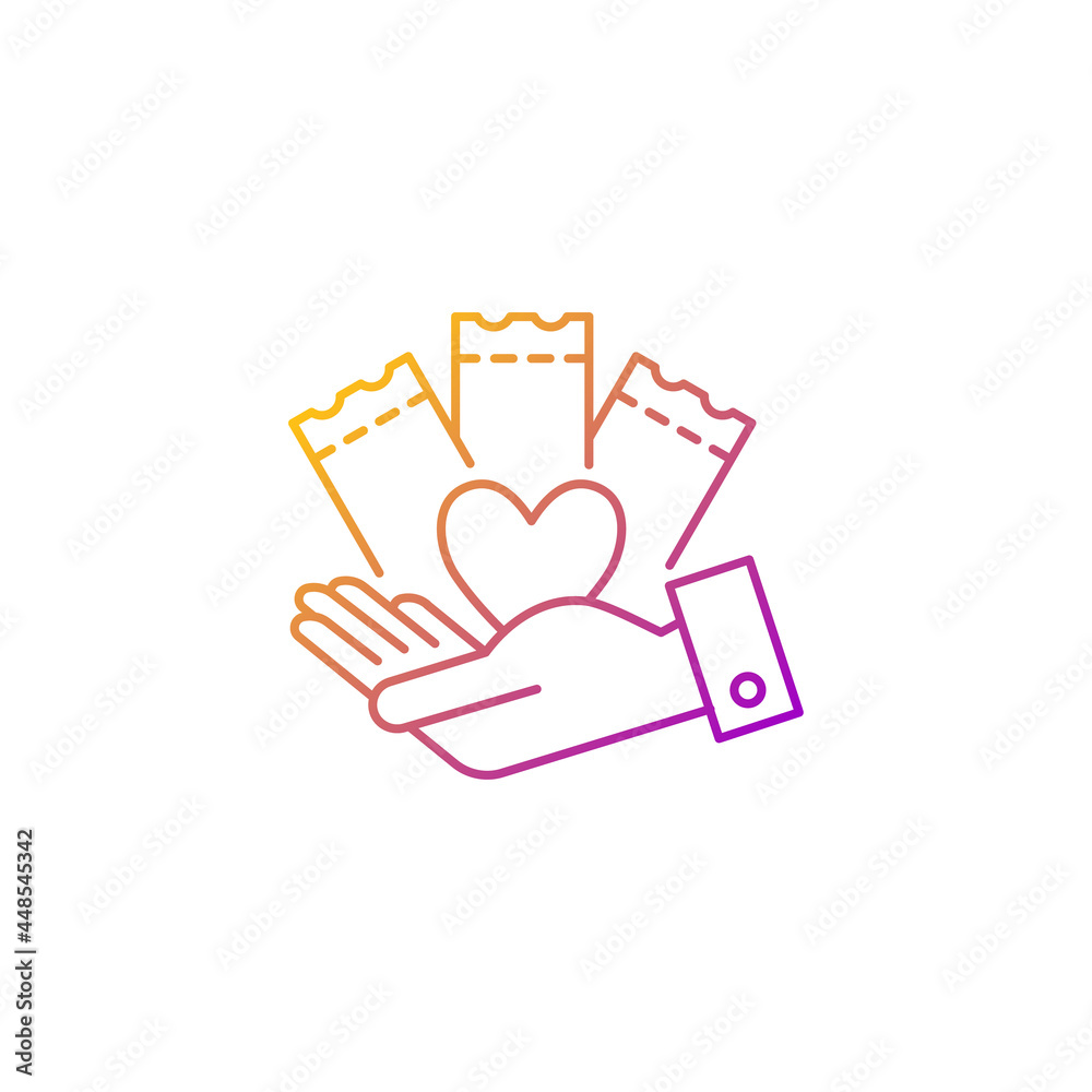 Charitable lottery game gradient linear vector icon. Fundraising ...