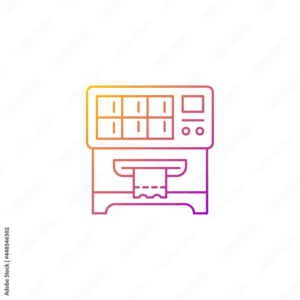 Lottery ticket vending machine gradient linear vector icon. Dispensing ...