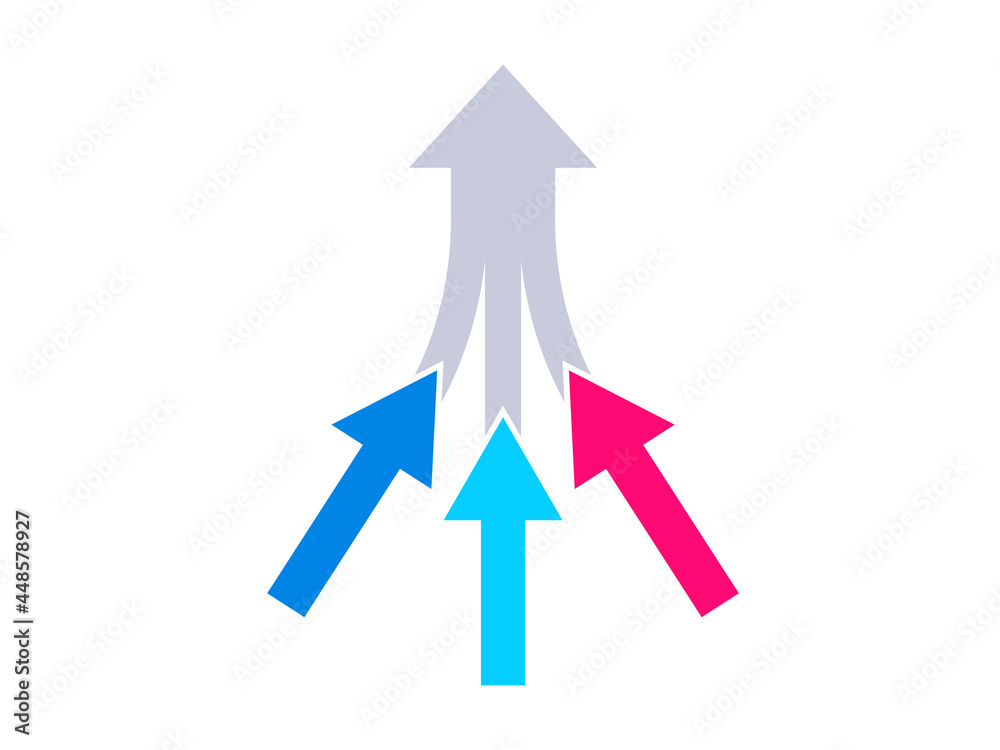 Three Arrow Converging icon. Clipart image isolated on white background ...
