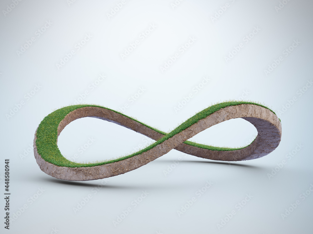 3D rendering of infinity symbol in environmental conservation concept ...